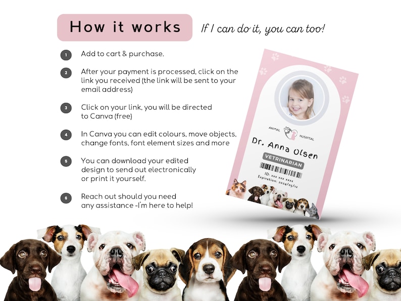 Kids Vet Name Badge | Veterinarian Pretend Play Custom ID Card - Etsy