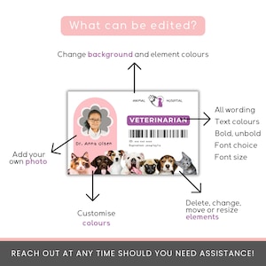 Pink Veterinarian ID Badge Template Vet Pretend Play Printables ...