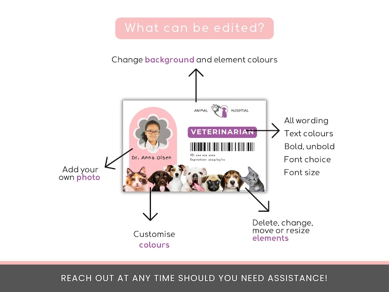 Pink Veterinarian ID Badge Template Vet Pretend Play Printables ...