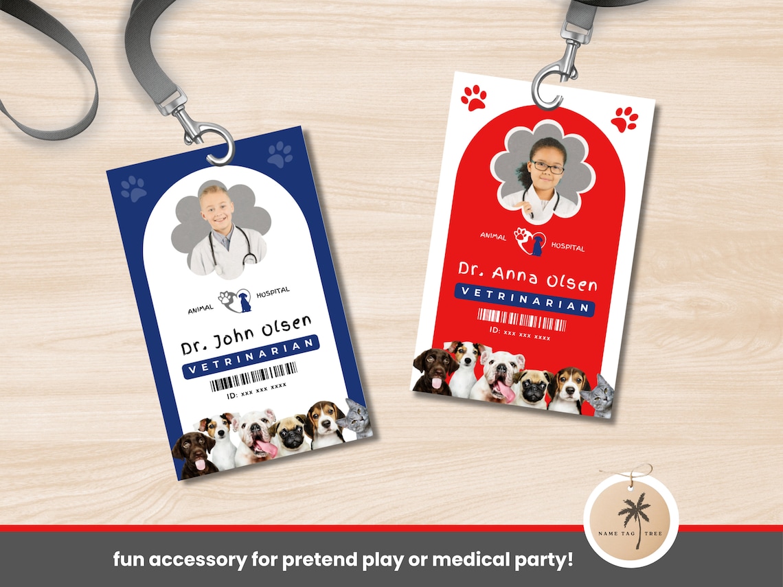 Veterinarian ID Badge Template | Pretend Play Printable | Doctors ...