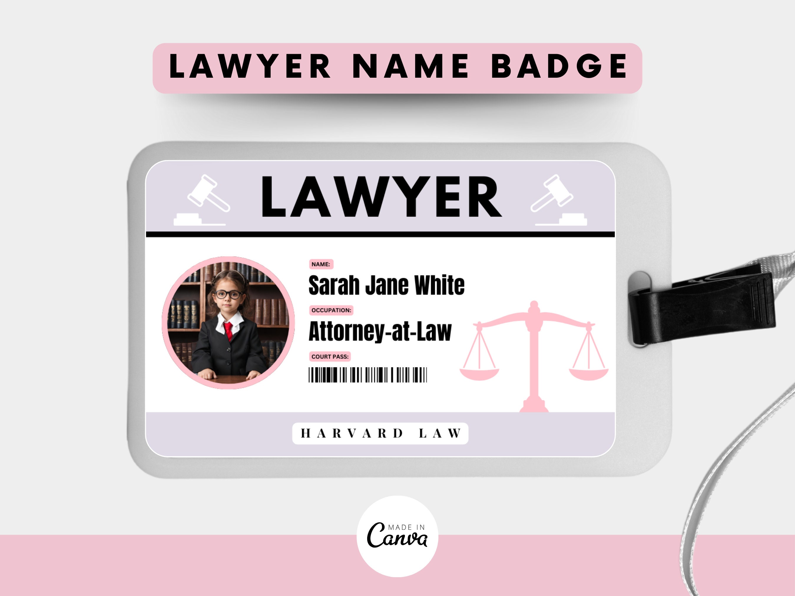 Kids Lawyer ID Badge Printable Editable Court Staff ID Pretend Play ...