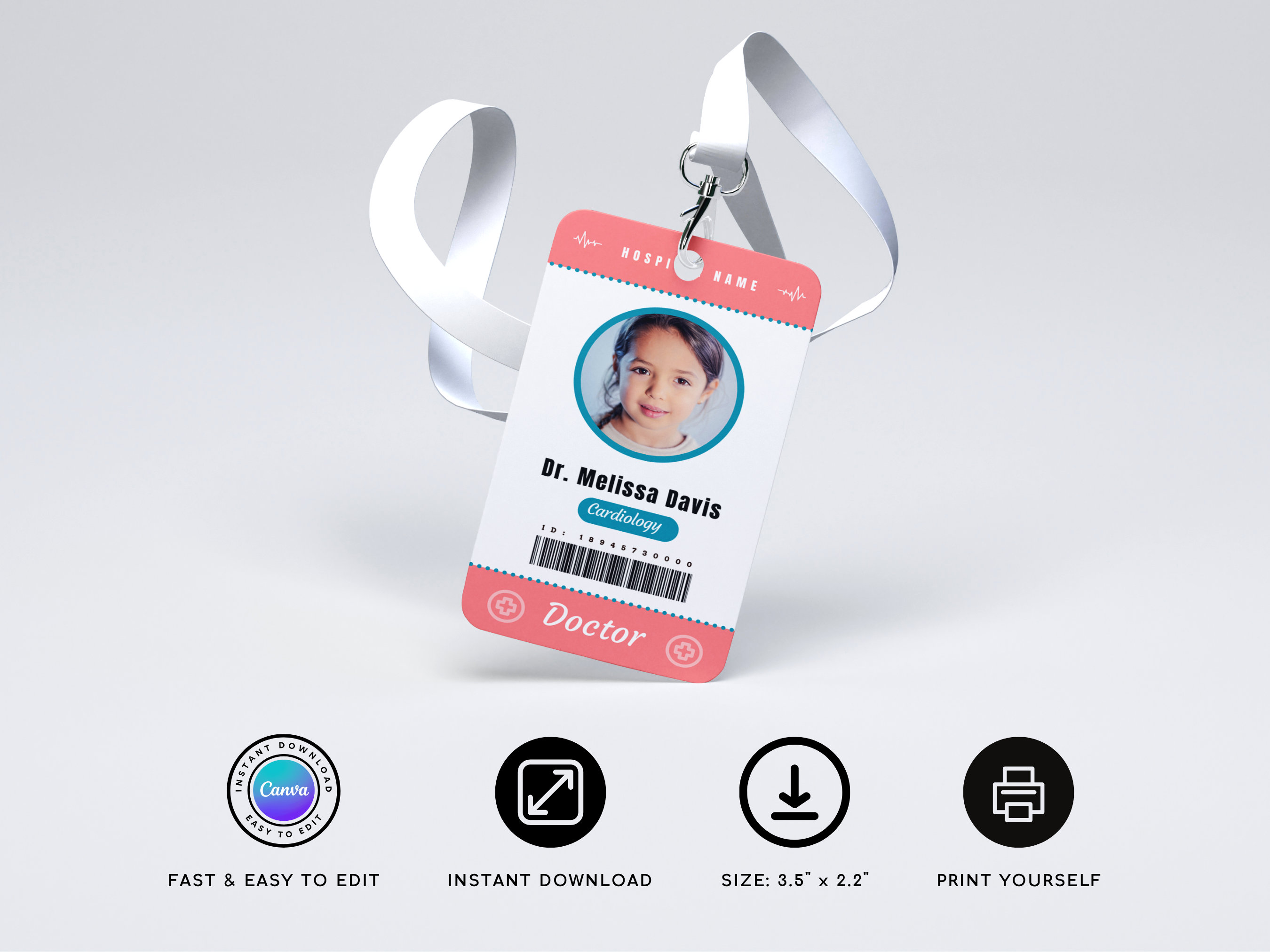 Kids Doctor Name Badge, Pretend Play ID Card Printable, Nurse Name ...