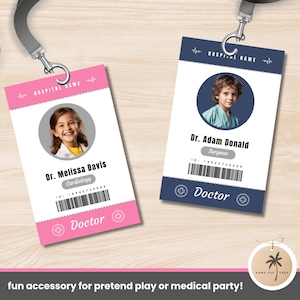 Editable Kids Doctor Badge Template | Printable Medical Name Tag ...