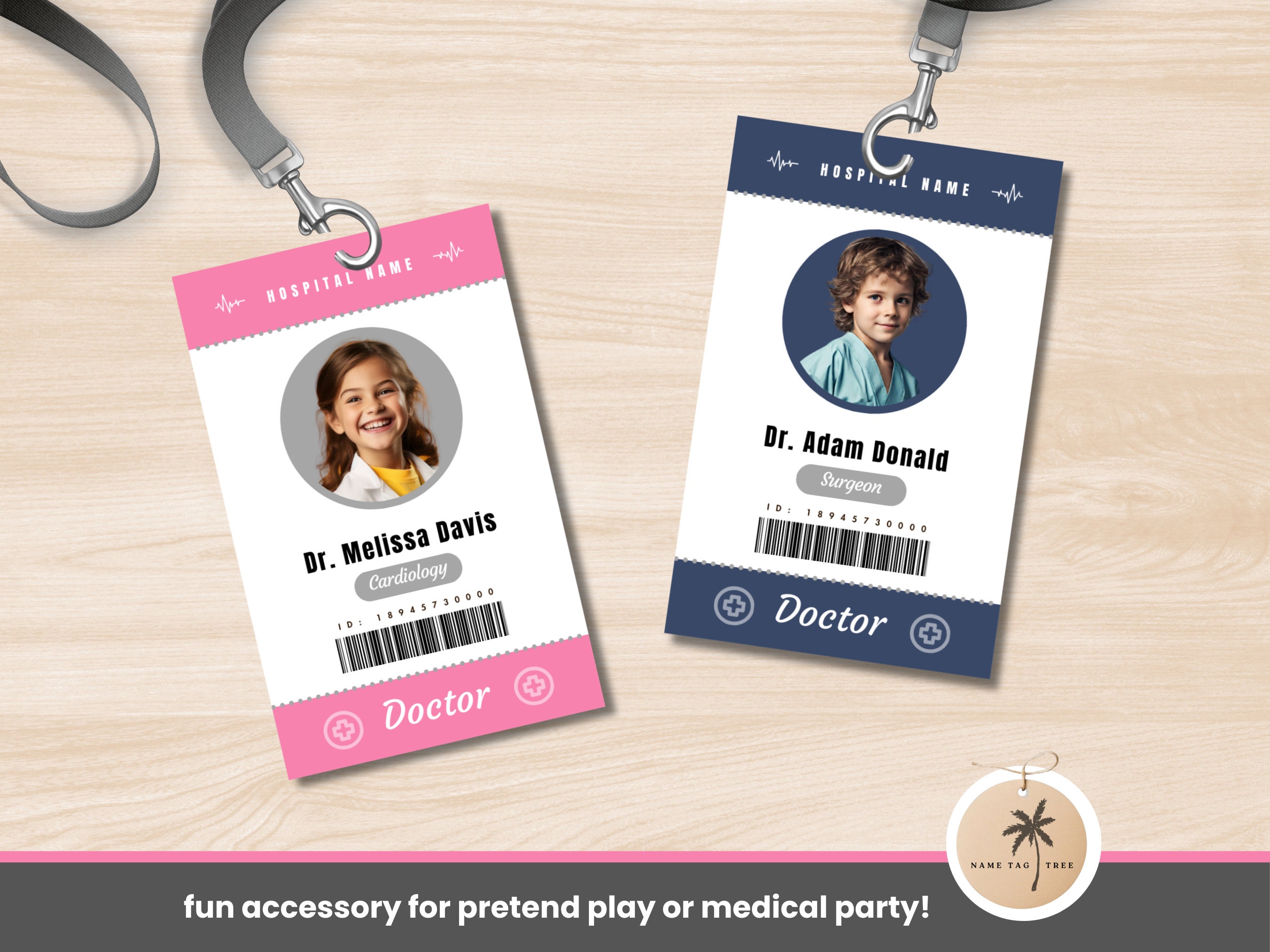 Children's Medical Staff ID, Make-believe Badge, Printable Pretend Play ...