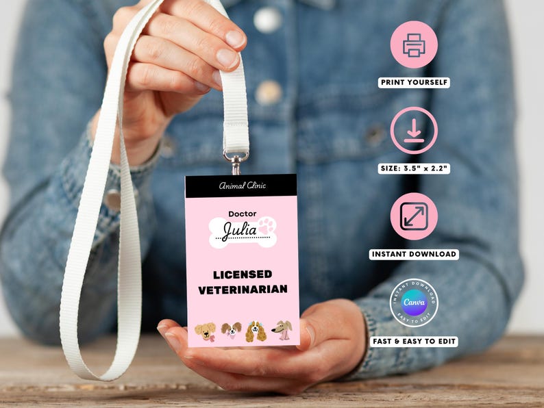 Printable Pet Vet Dress Up: Veterinarian Name Tags - Etsy