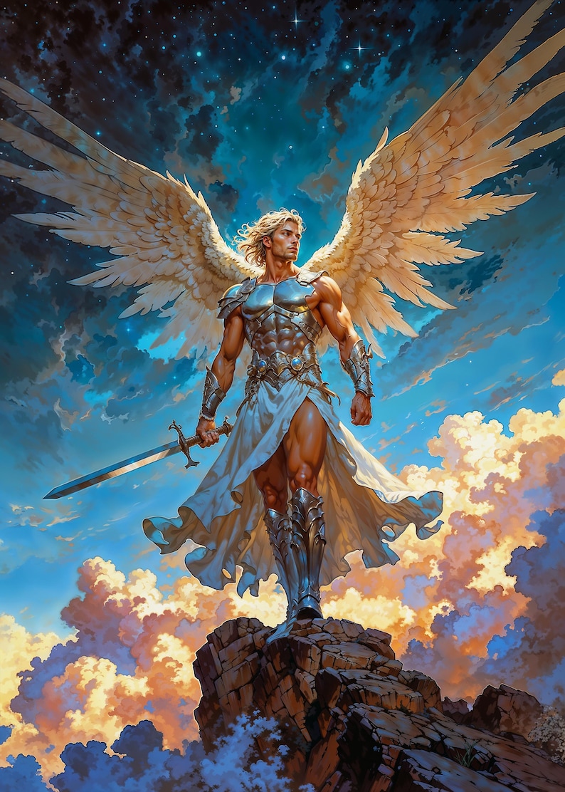 Divine Protector Archangel Michael, Fantasy Art Illustration, Instant ...