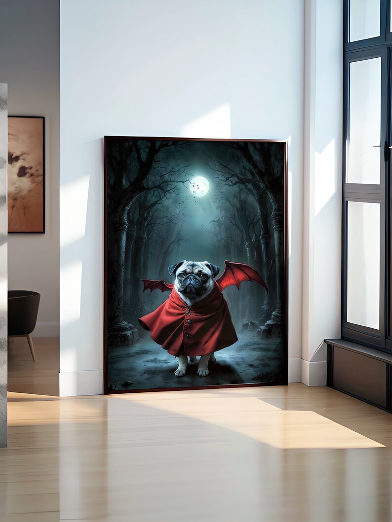 Pug Vampire, Fantasy Illustration, Instant Download Printable Home ...