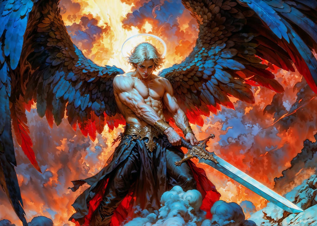 Archangel Michael, Dark Fantasy Illustration, Downloadable Artwork - Etsy