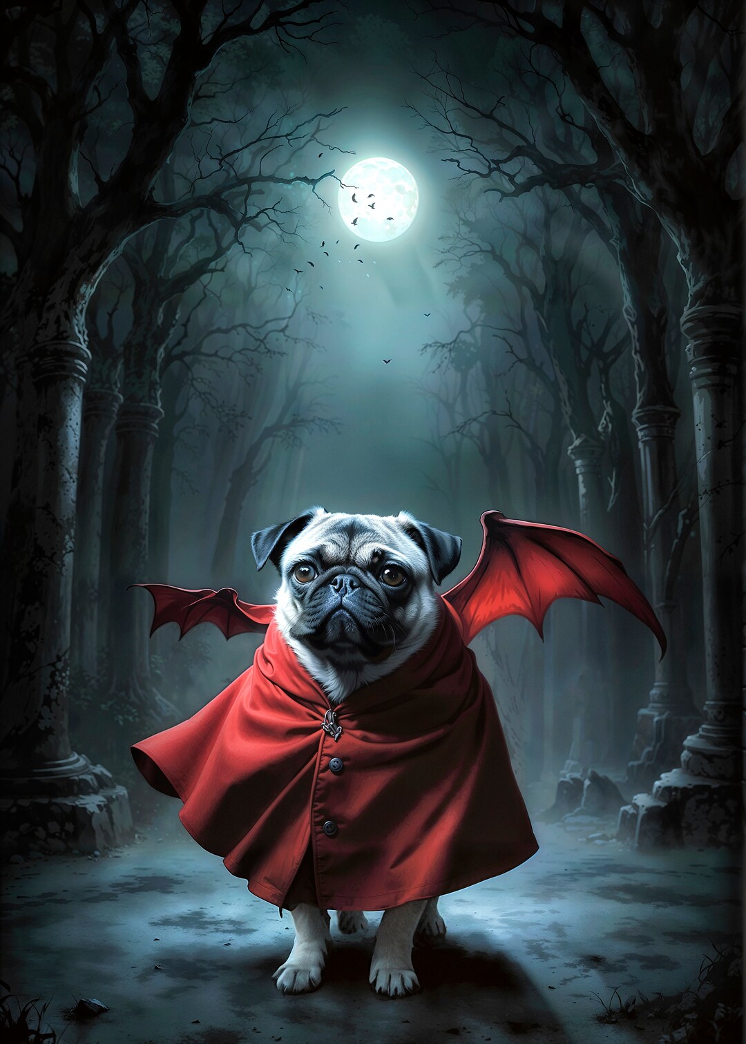 Pug Vampire, Fantasy Illustration, Instant Download Printable Home ...