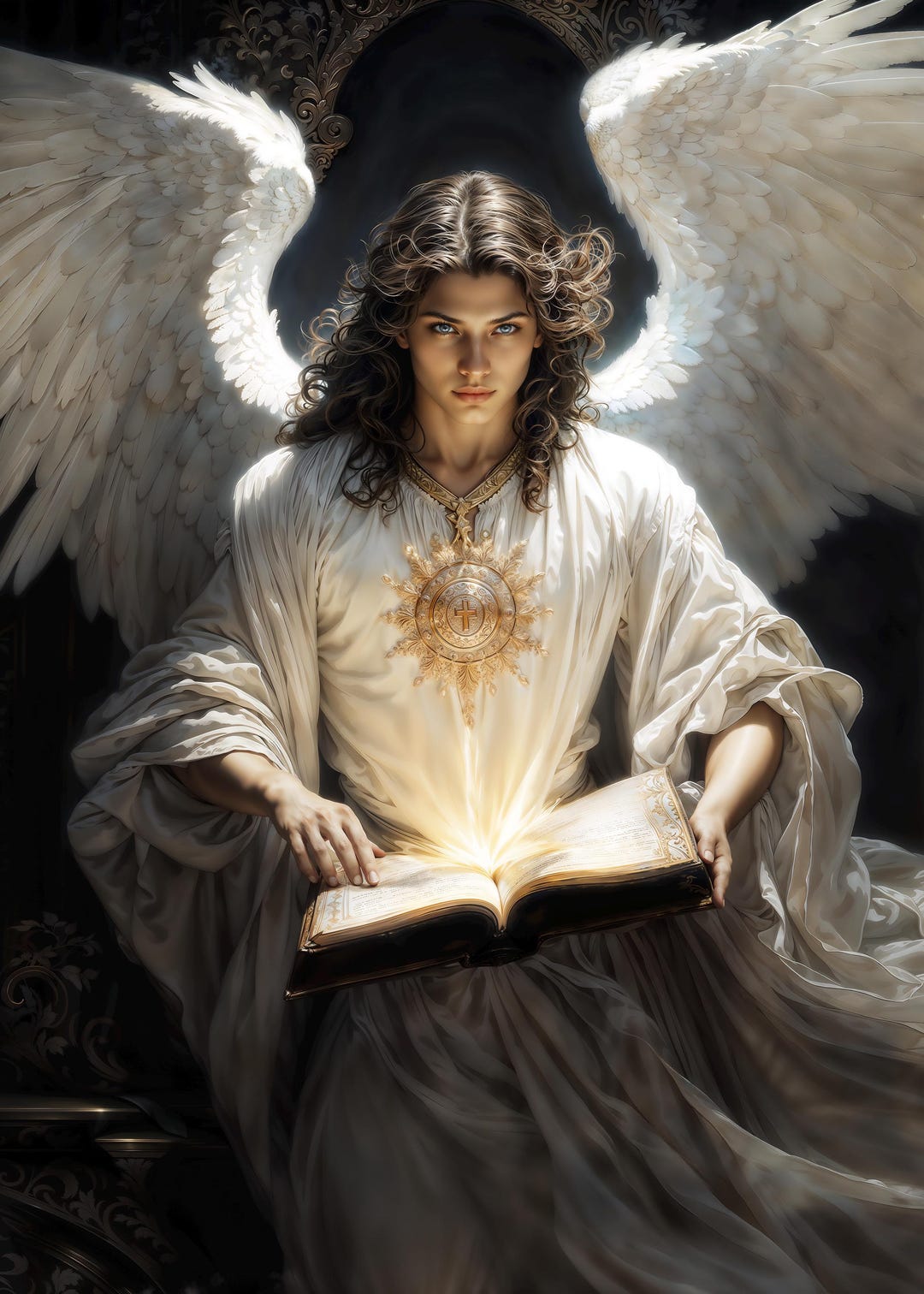 Torch of Revelation Archangel Uriel, Dark Fantasy Illustration, Instant ...