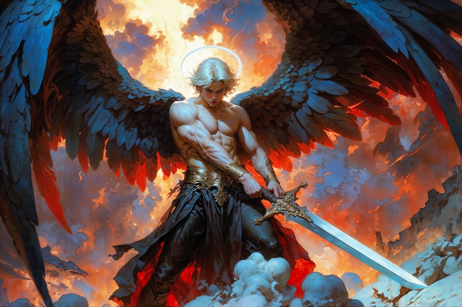 Archangel Michael, Dark Fantasy Illustration, Downloadable Artwork - Etsy