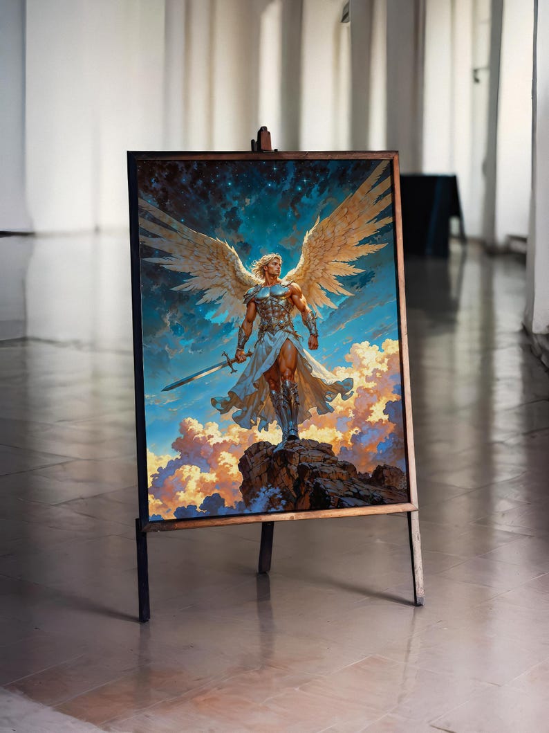 Divine Protector Archangel Michael, Fantasy Art Illustration, Instant ...