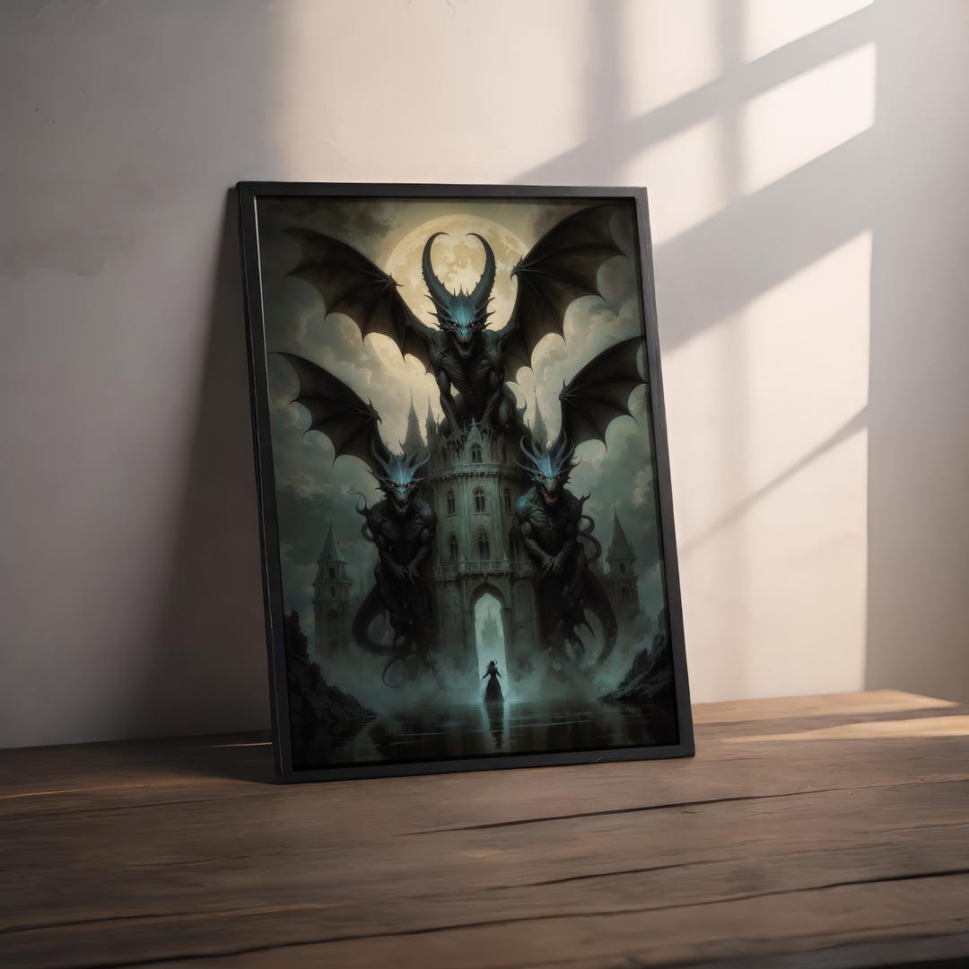 Haunted Dragon Castle, Dark Fantasy Illustration - Etsy