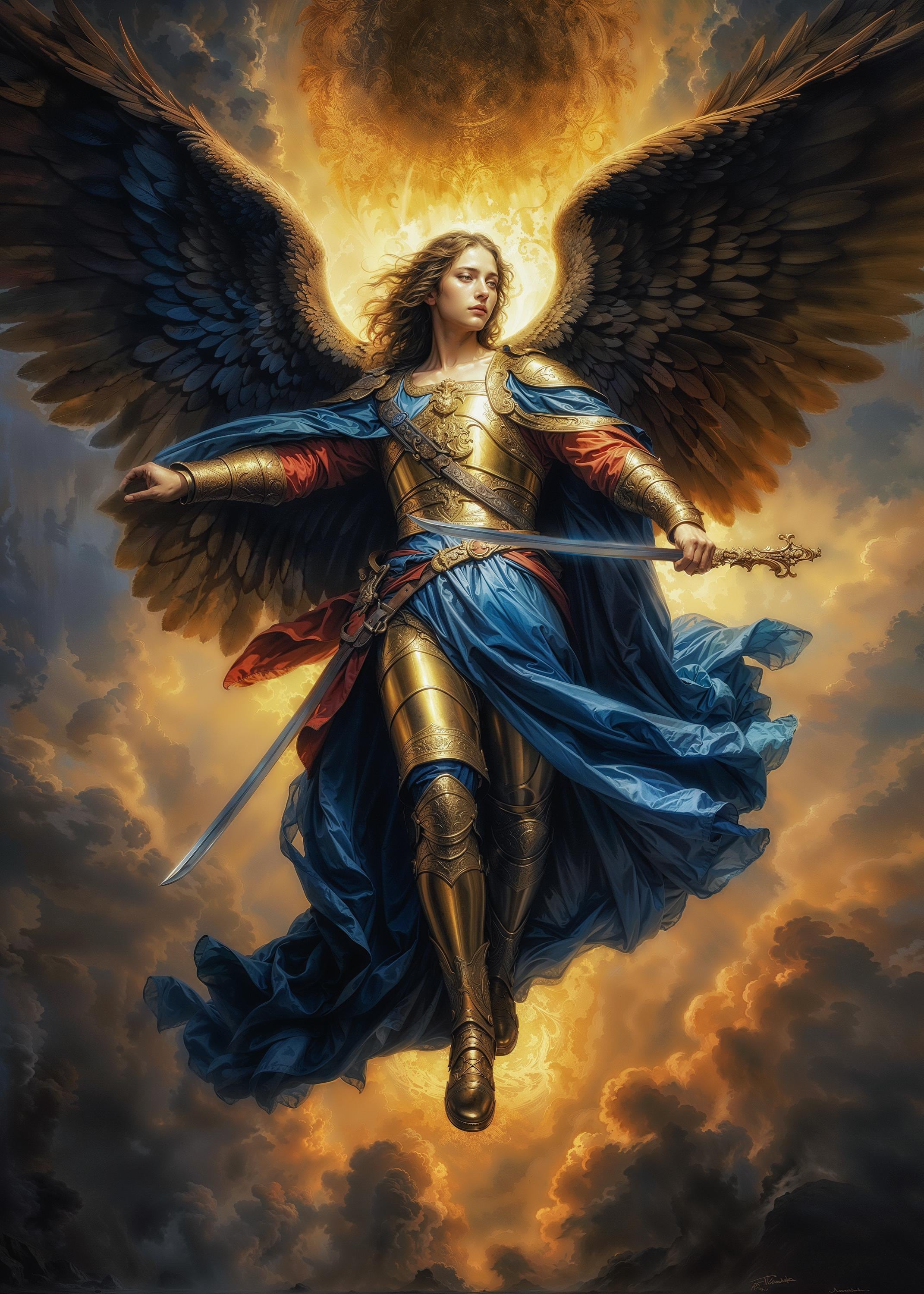 Shield of the Divine, Archangel Fantasy Illustration, Instant Download ...