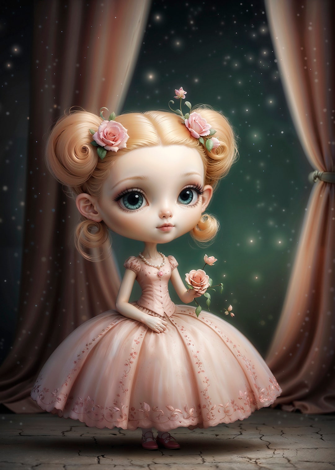 Princess With Roses, Fantasy Illustration - Etsy