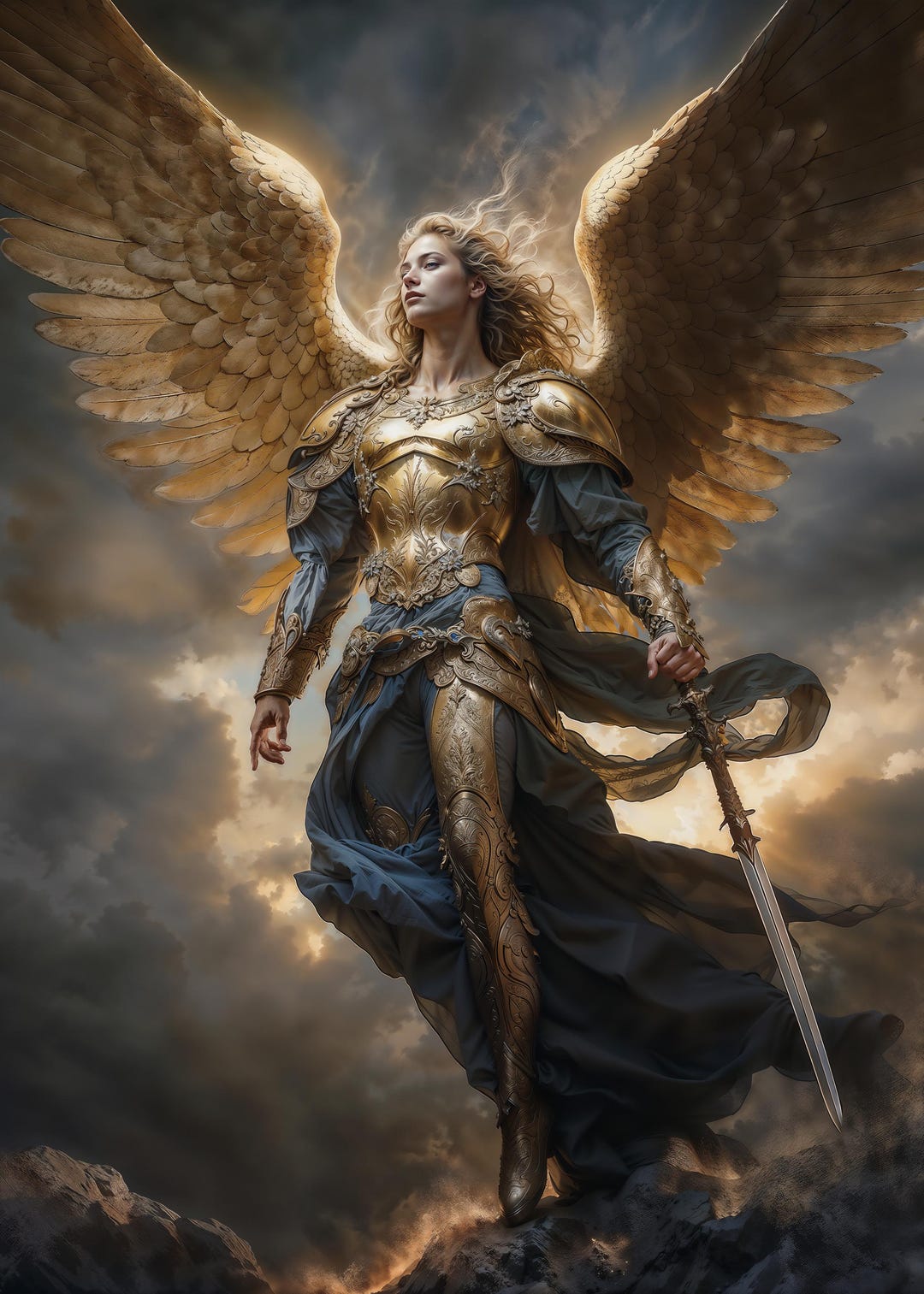 Archangel Michael the Protector, Dark Fantasy Illustration, Instant ...