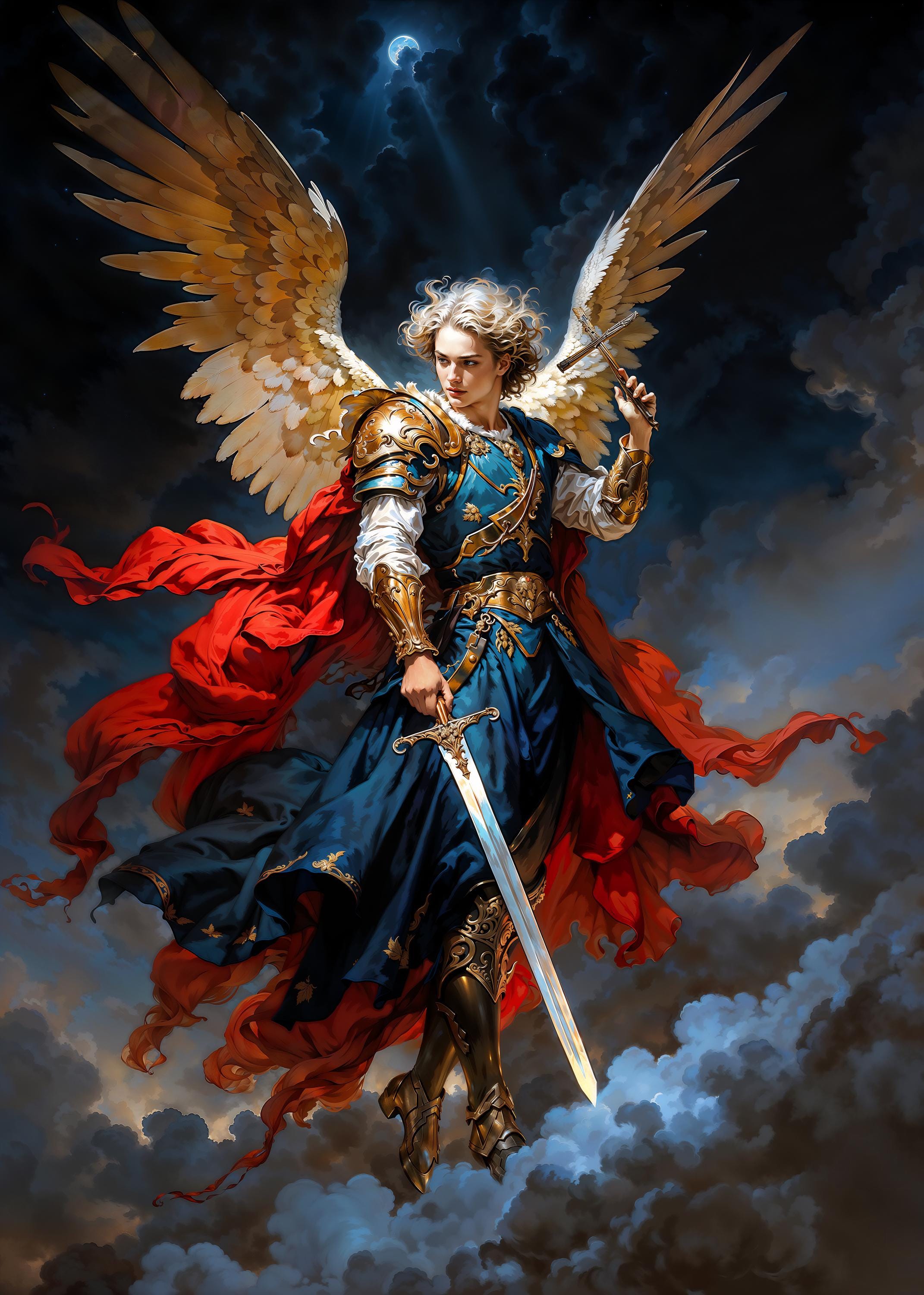 Archangel Michael, Dark Fantasy Illustration, Instant Download ...