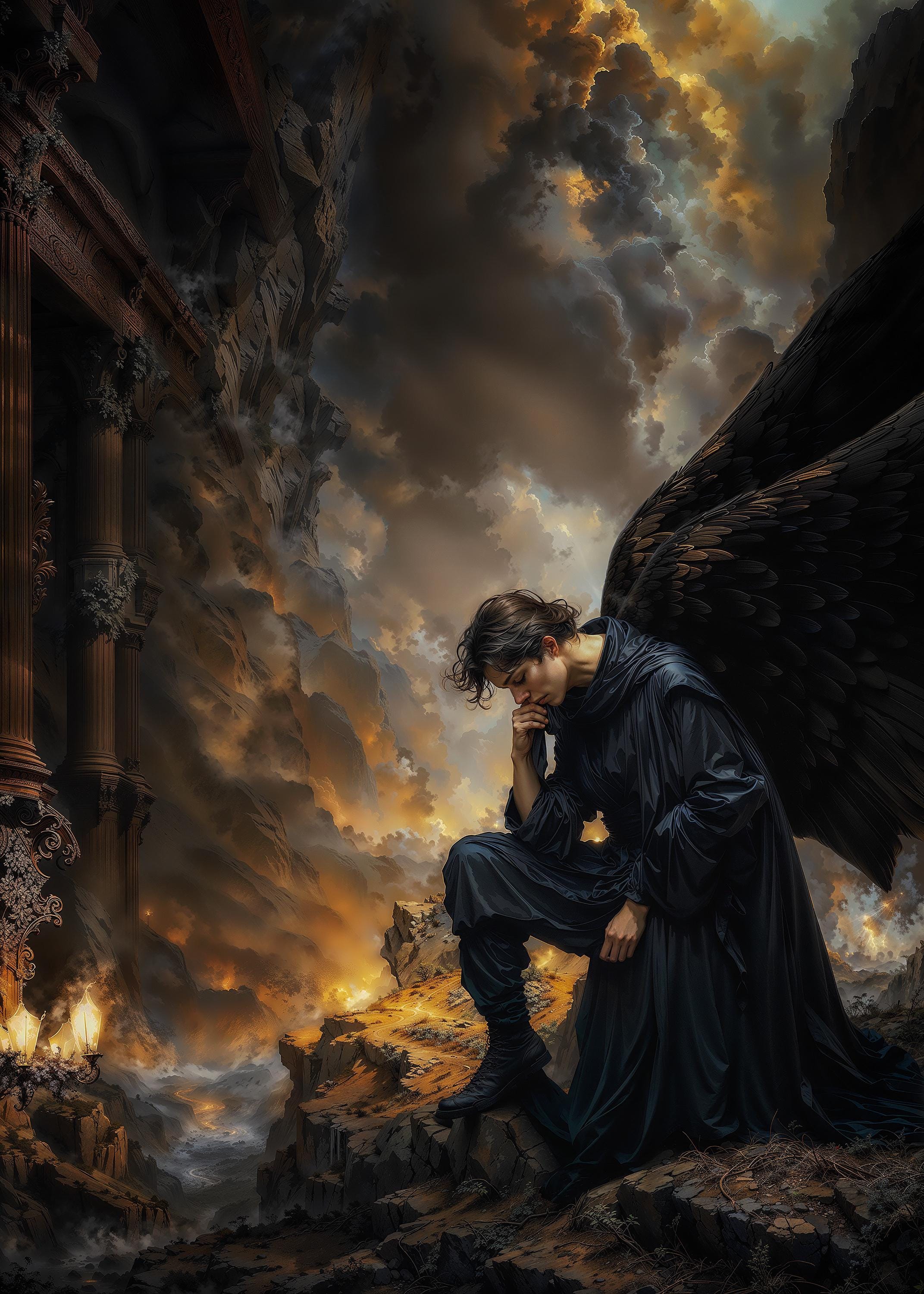 Lucifer Fallen Angel Dark Fantasy, Instant Download Printable Home ...