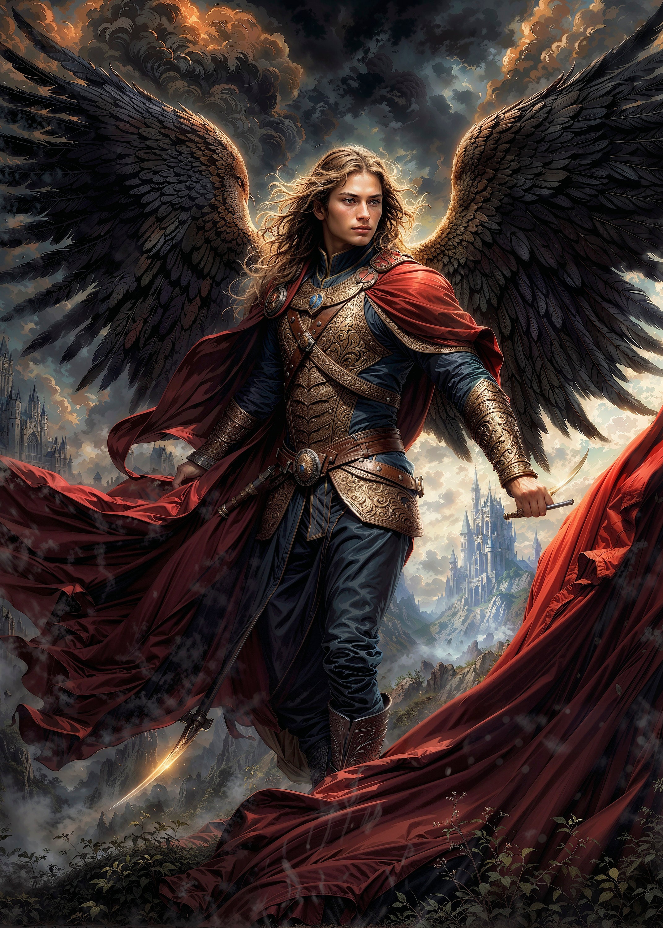 Celestial Grace of Fallen Angel, Lucifer Fantasy Illustration, Instant ...