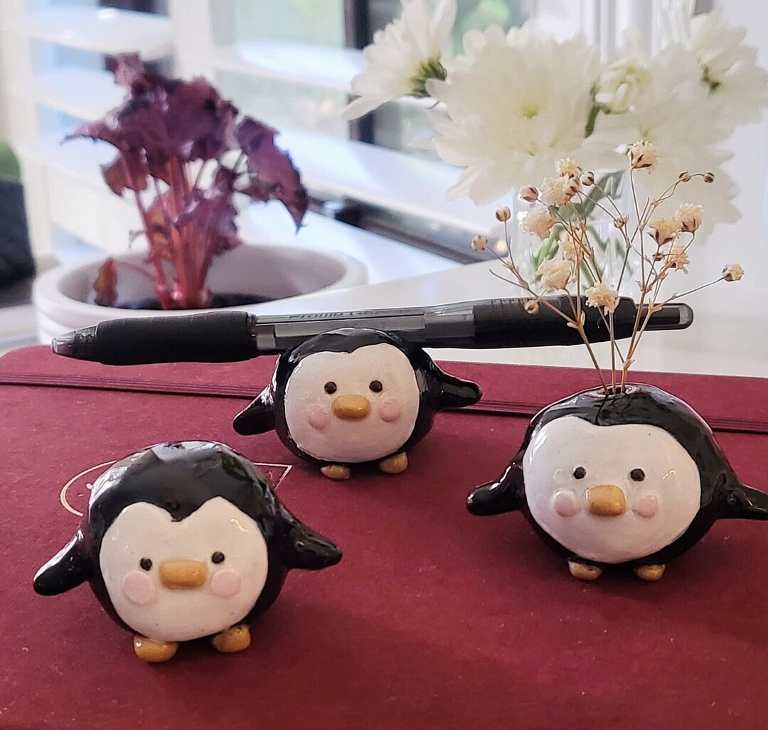 Little Penguin Pen Holder Figurine - Etsy