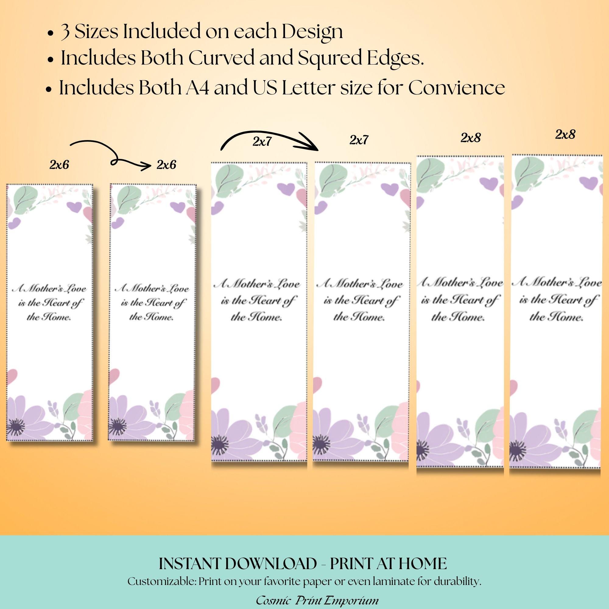 Printable Floral Mother’s Day Bookmarks With Heartfelt Quotes – Digital ...
