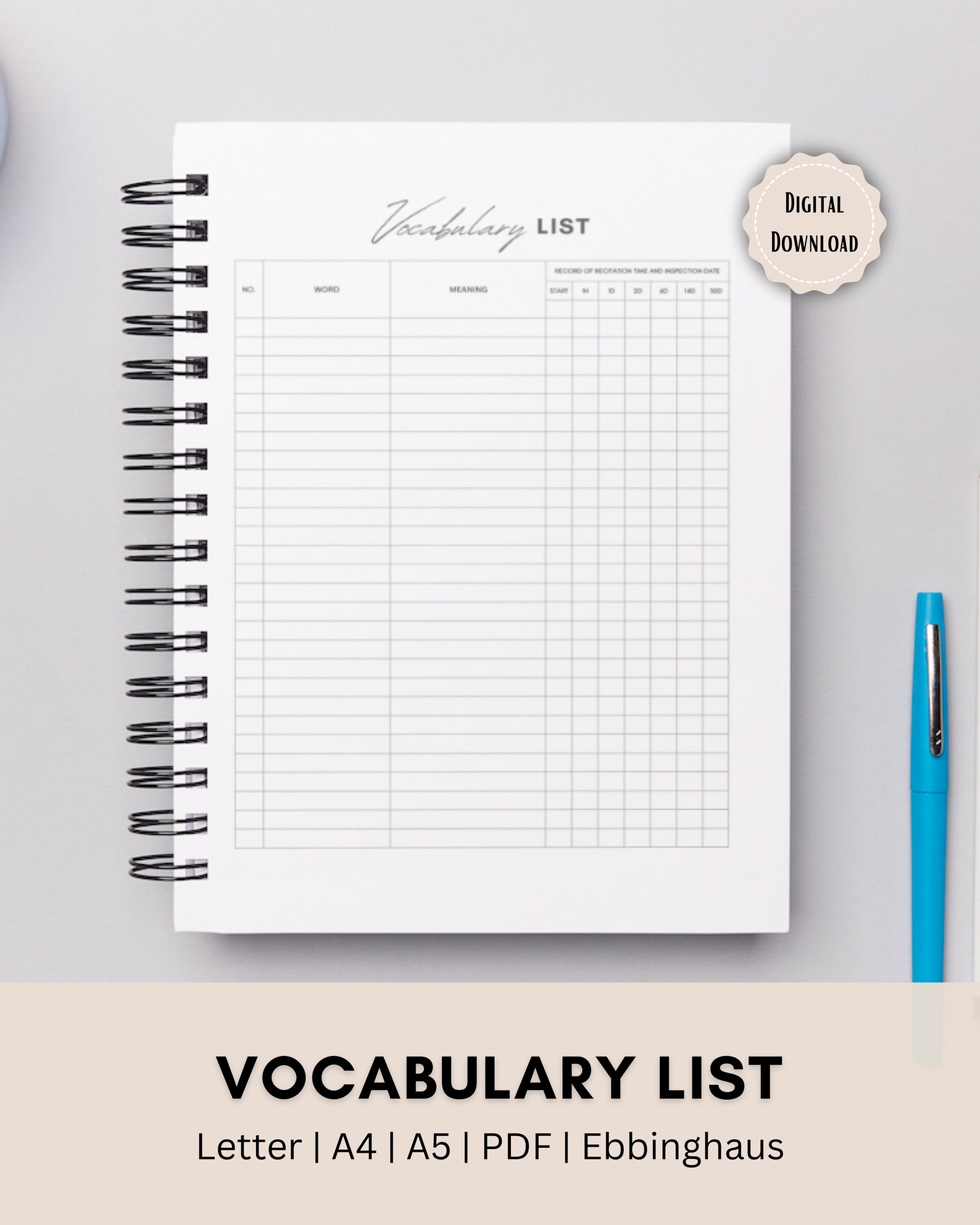 Vocabulary List Worksheet Printable, , Boost Your Memory and Retention ...
