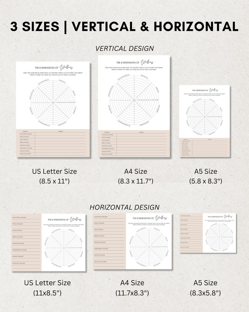 Wheel of Life Printable Planner: 8 Dimensions of Wellness (PDF) - Etsy