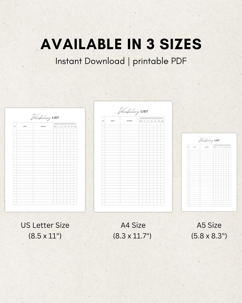 Vocabulary List Worksheet Printable, , Boost Your Memory and Retention ...