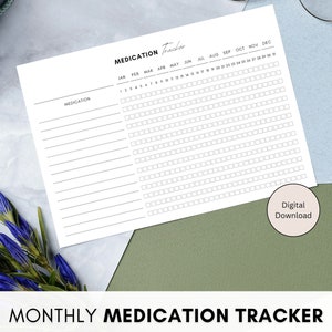 Monthly Medication Tracker Printable: A4, A5, Letter (PDF) - Etsy