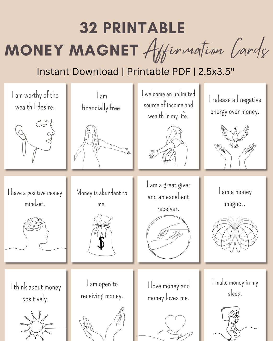Money Affirmation Cards Printable, Abundance and Wealth Affirmation ...