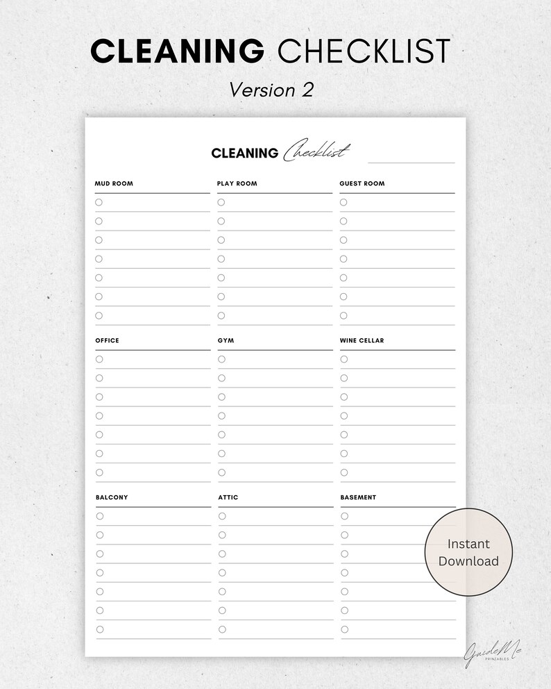 House Cleaning Checklist Printable, Cleaning Schedule, Cleaning to Do ...