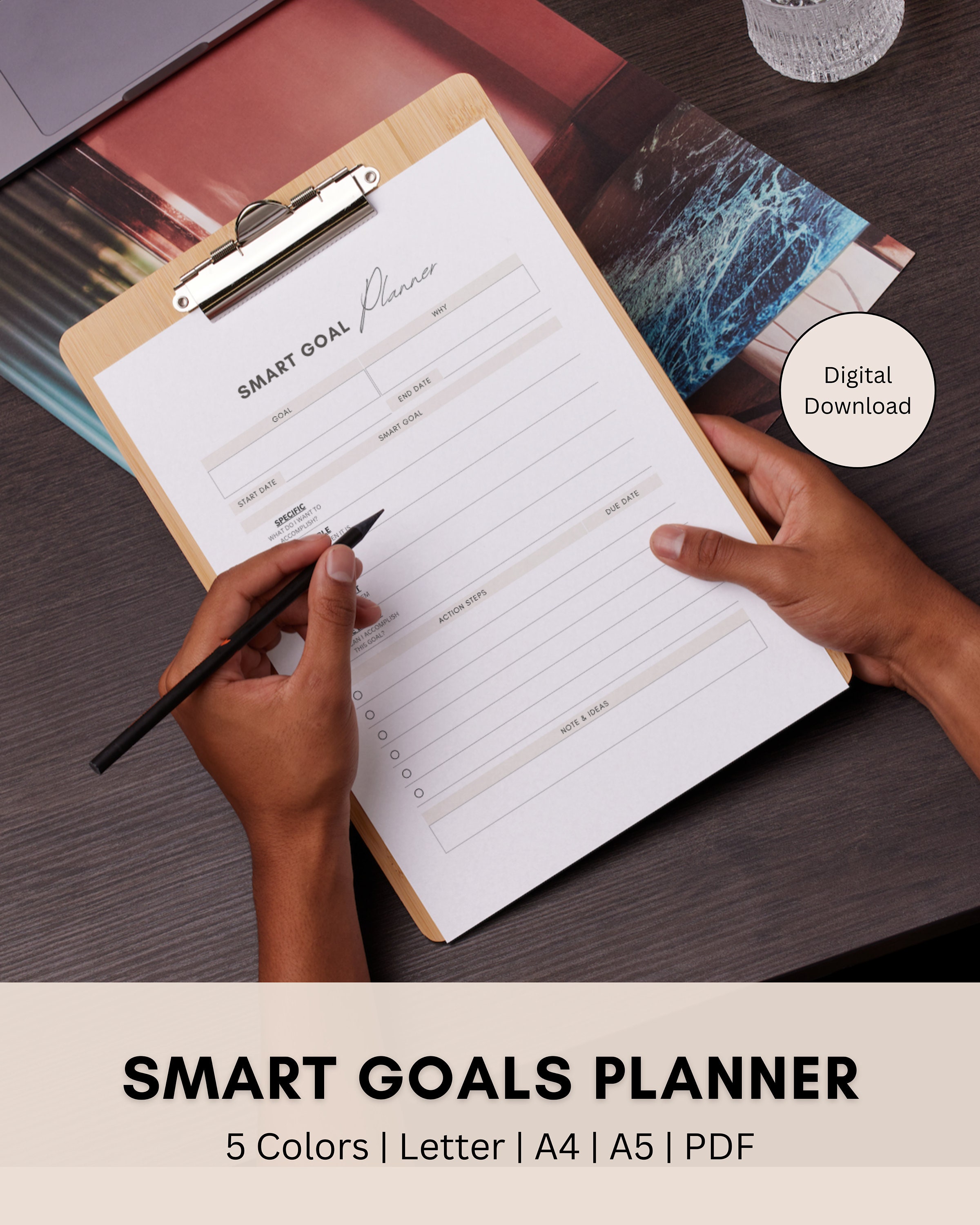 SMART Goals Planner Printable, Goal Setting Template, Goal Planning ...