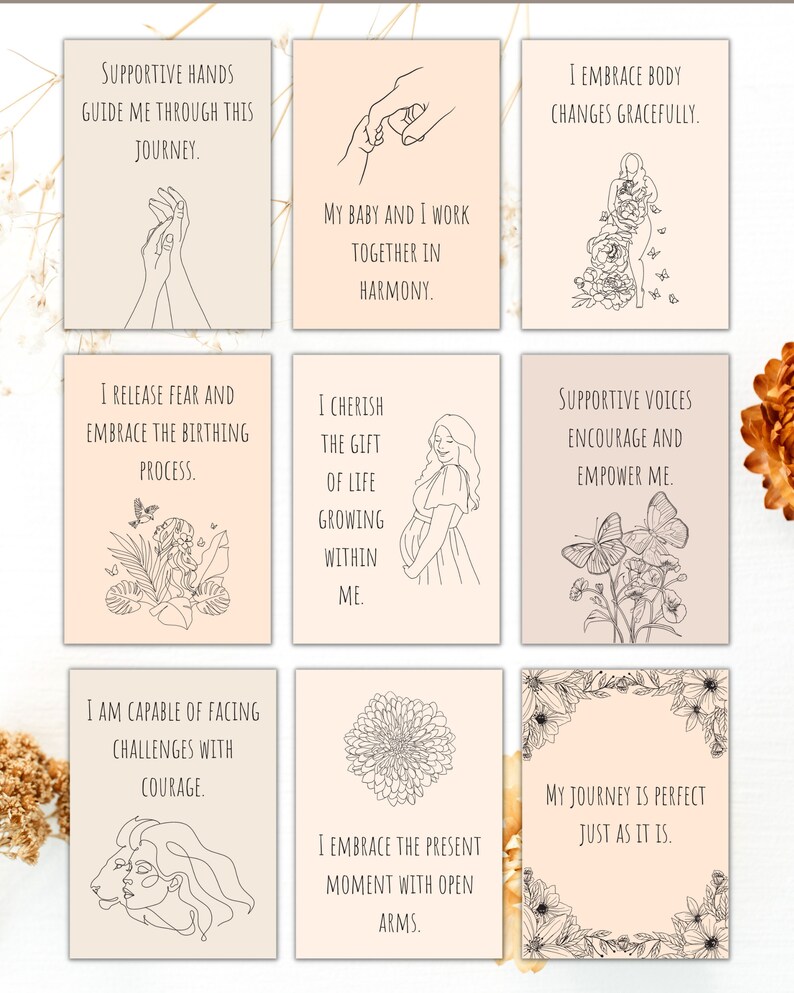 32 Birth Affirmation Printable Cards, Digital Download, Positive Birth ...