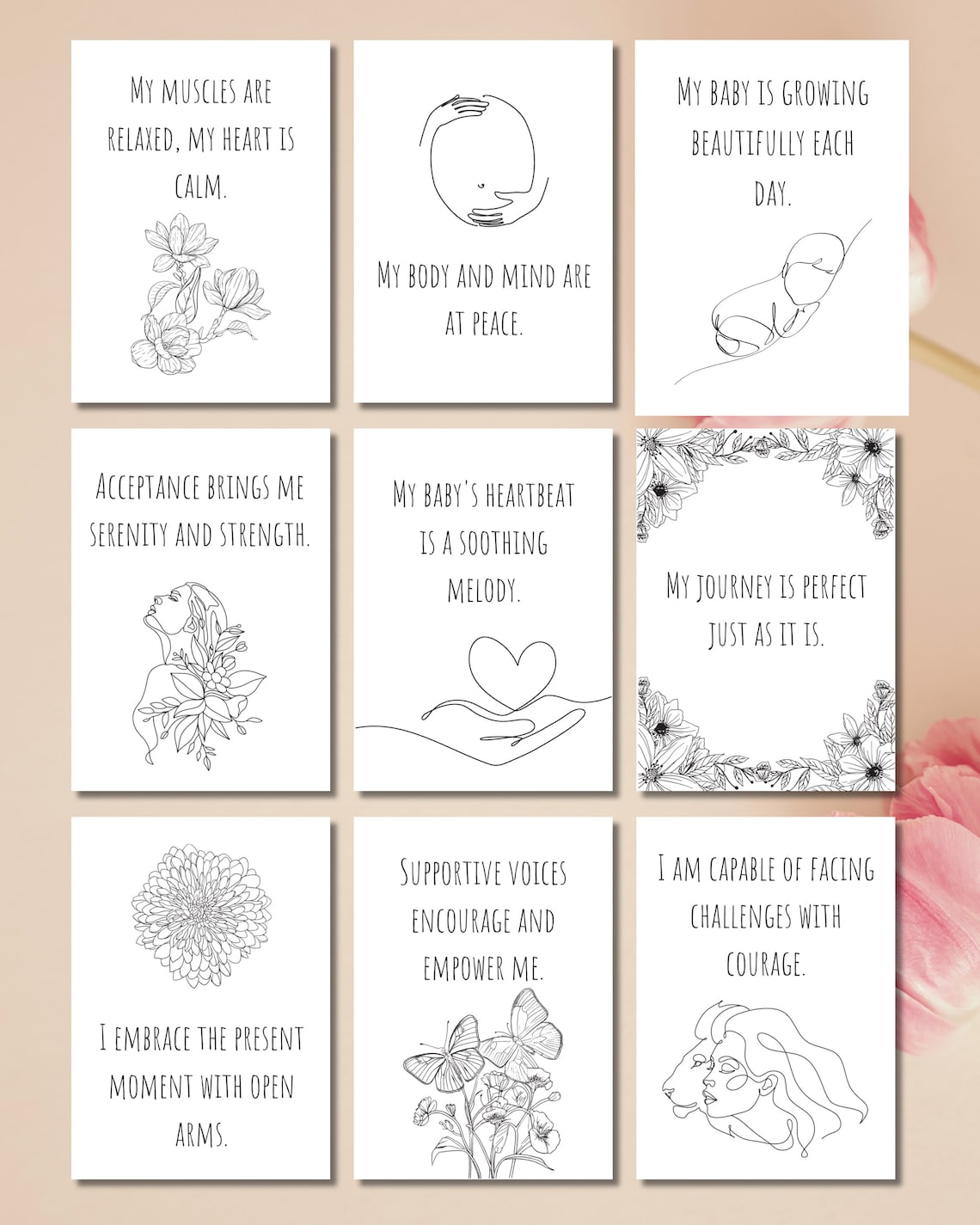 32 Birth Affirmation Printable Cards, Digital Download, Positive Birth ...