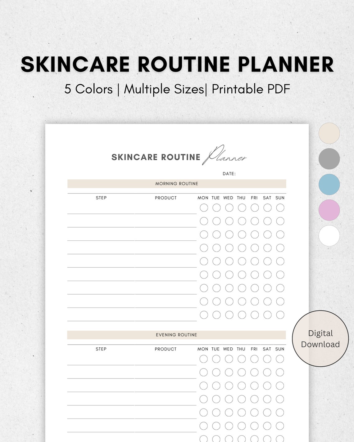 Skincare Routine Planner Printable, Skincare Tracker, Beauty Planner ...