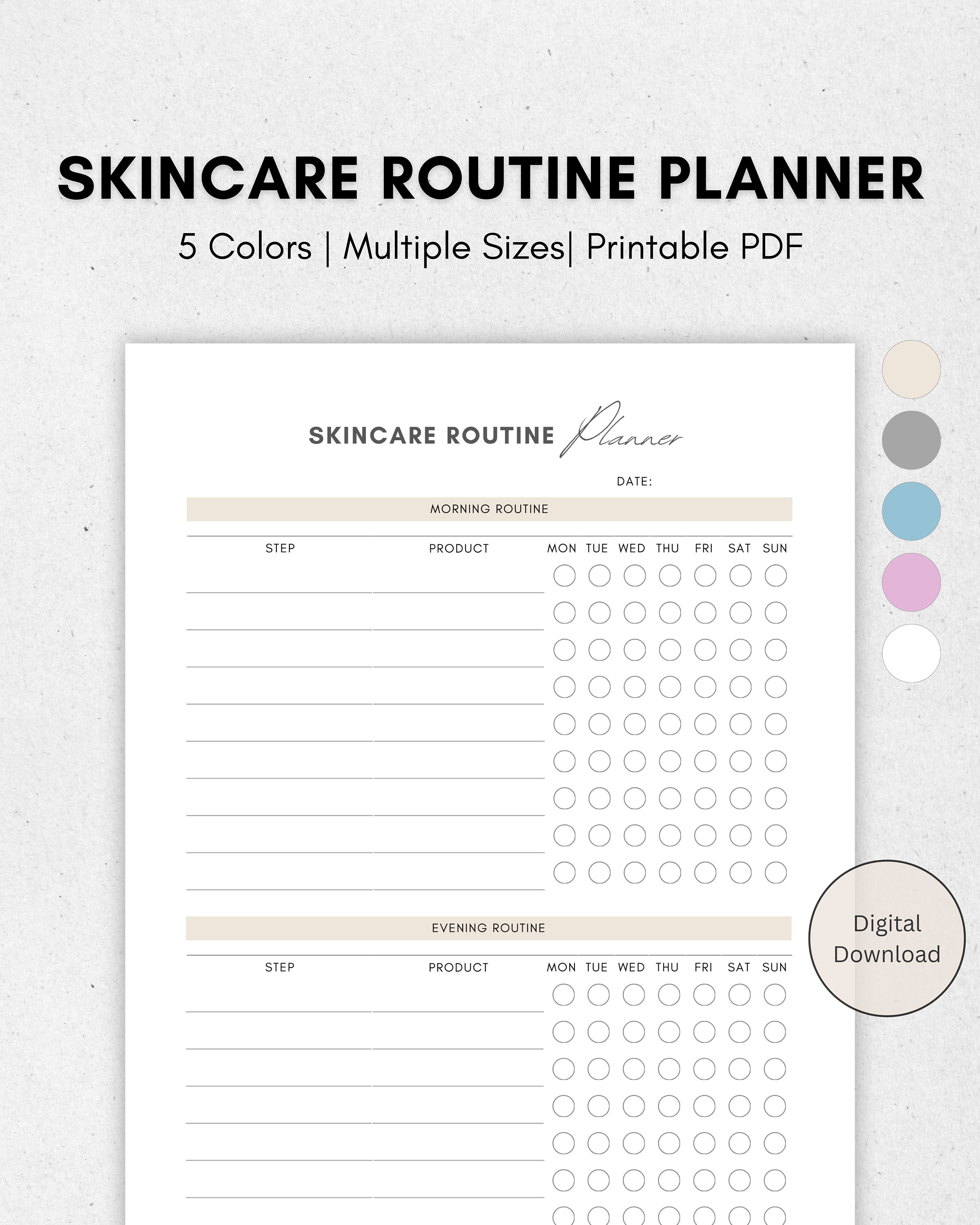 Skincare Routine Planner Printable, Skincare Tracker, Beauty Planner ...