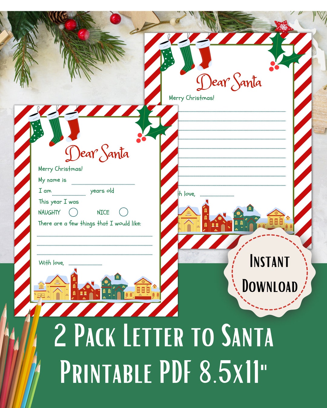 Carta a Santa Imprimible, Carta de Querido Santa, Plantilla de Carta de ...