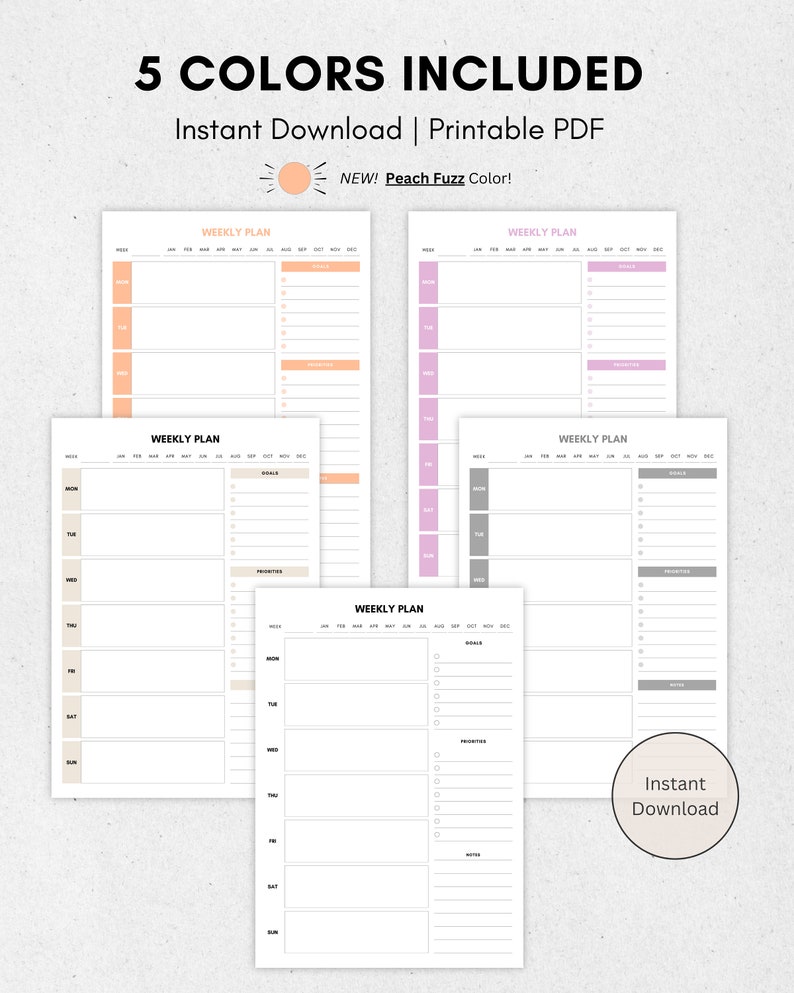 Minimalist Weekly Planner: A4 A5 Letter Sizes (PDF) - Etsy