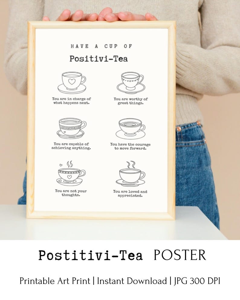 Positivi-tea Poster: Self Affirmation Mental Health Print (digital ...
