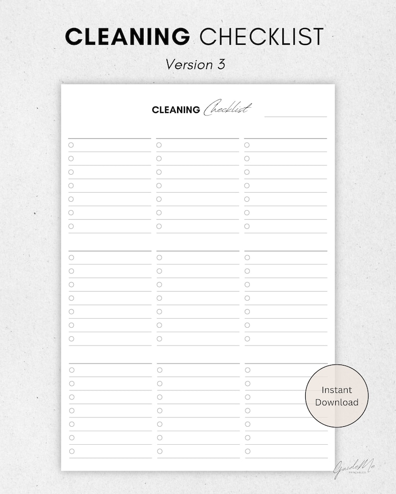 House Cleaning Checklist Printable, Cleaning Schedule, Cleaning to Do ...