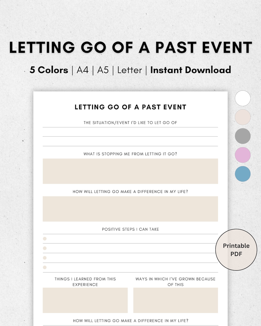 Letting Go of A Past Event, Mental Health Journal, Emotional Therapy ...