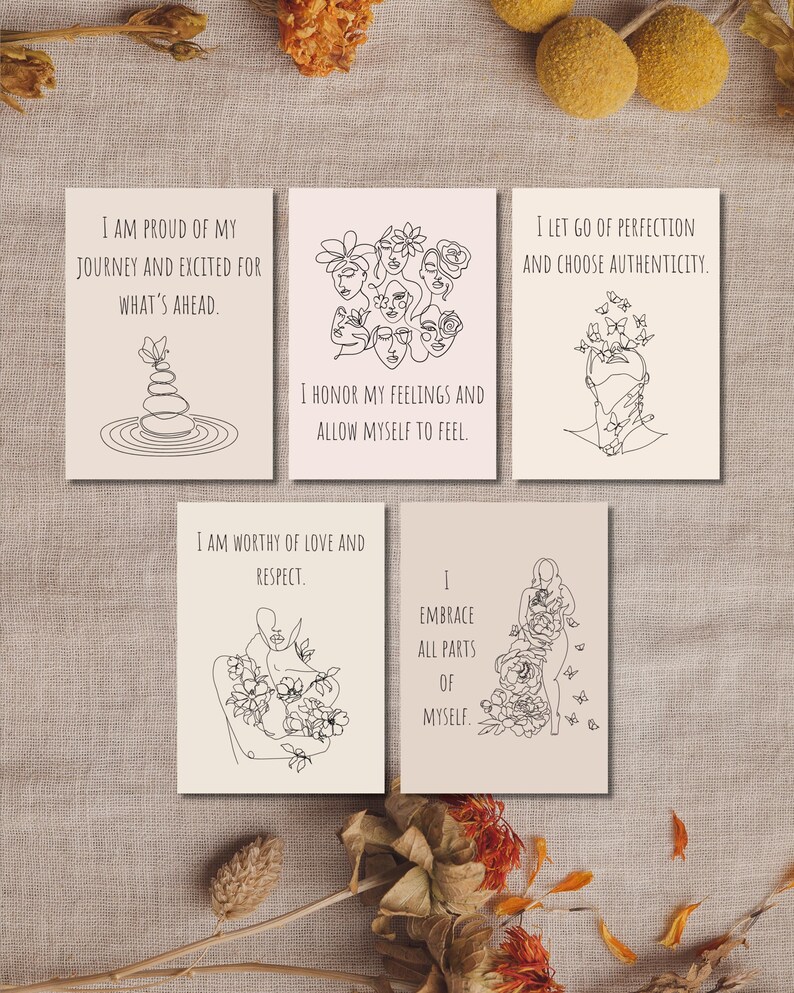 32 Self Love Affirmation Editable Cards, Canva Editable Template, Daily ...