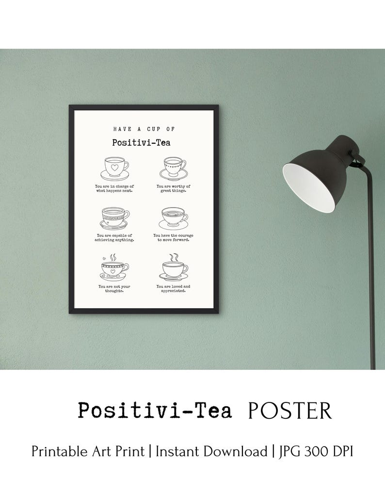 Positivi-tea Poster: Self Affirmation Mental Health Print (digital ...