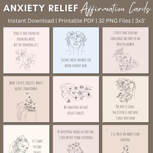 32 Anxiety Relief Affirmation Printable Cards, Letting Go Cards, Coping ...