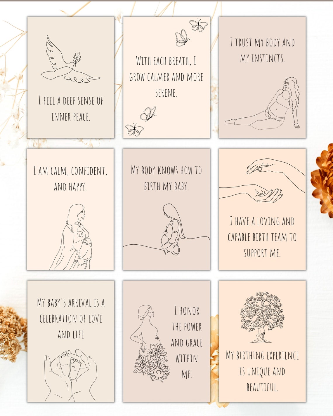 32 Birth Affirmation Printable Cards, Digital Download, Positive Birth ...