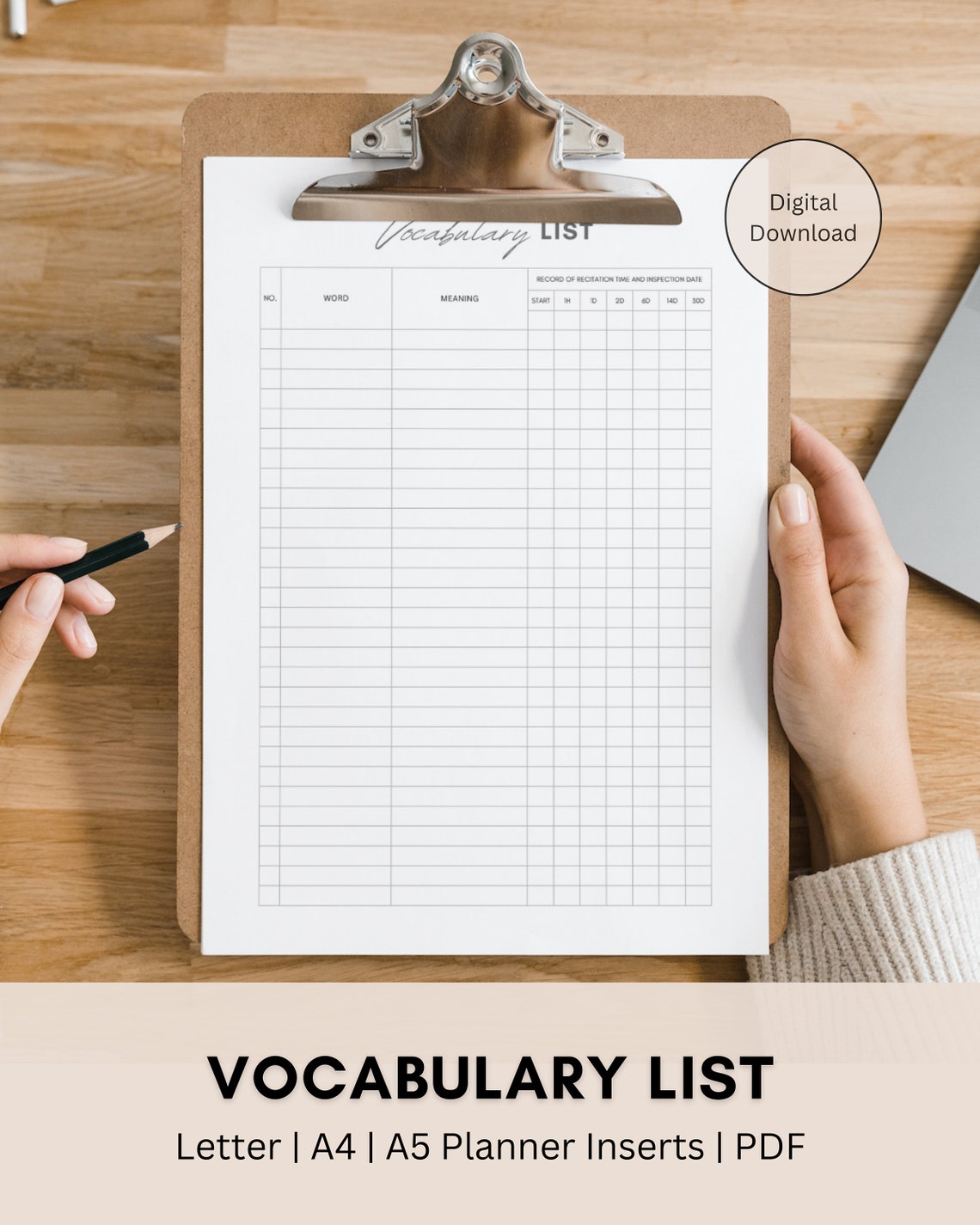 Vocabulary List Worksheet Printable, , Boost Your Memory and Retention ...