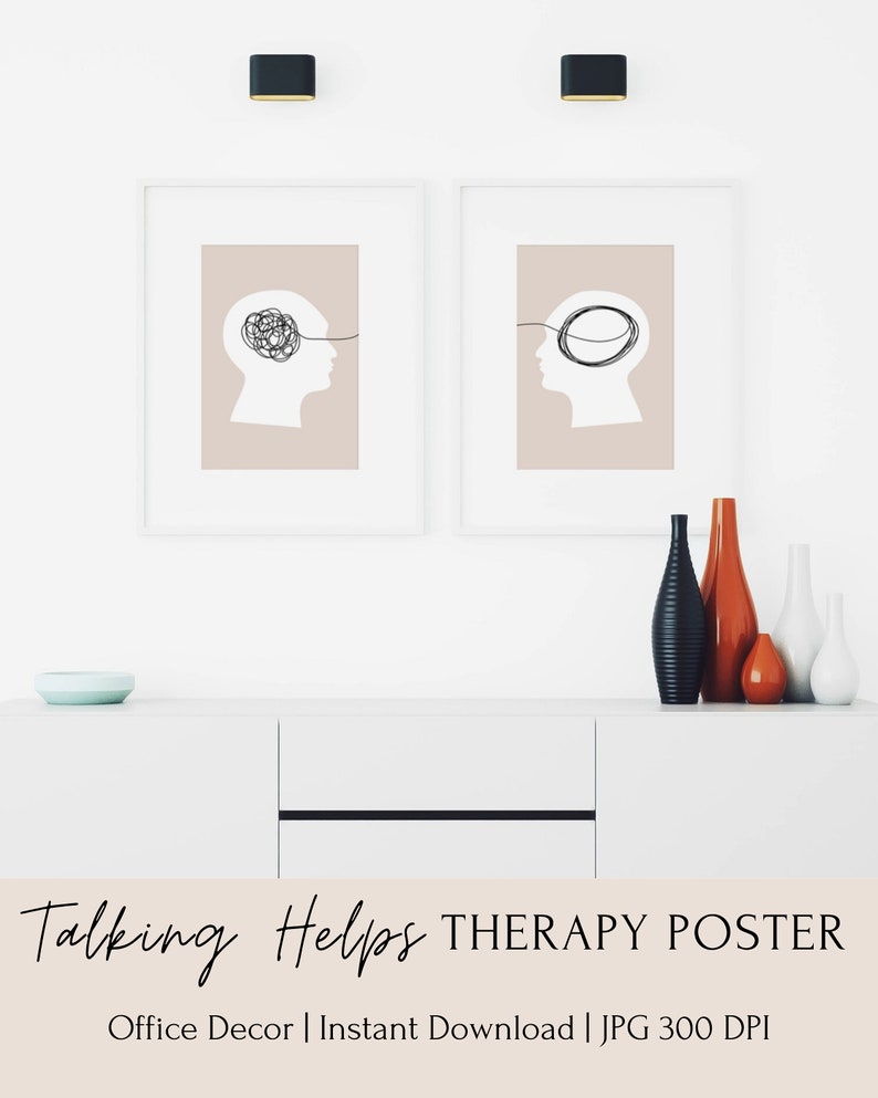 Talking Helps Therapy Poster, Therapy Office Decor, CBT Wall Art ...