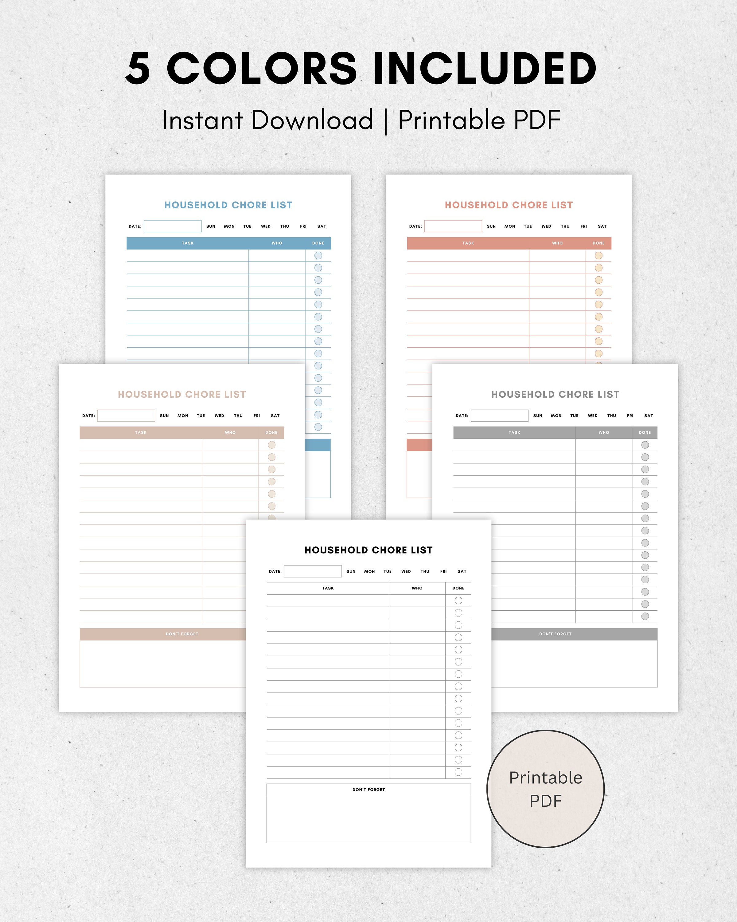 Chore List, Household Chore Chart Template, Cleaning Checklist, Task ...