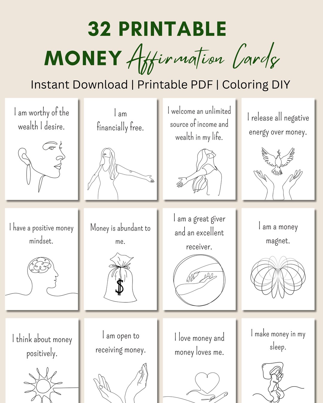 Money Affirmation Cards, Abundance and Wealth Affirmation Cards ...