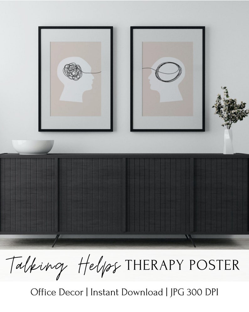 Talking Helps Therapy Poster, Therapist Office Decor, CBT Wall Art ...